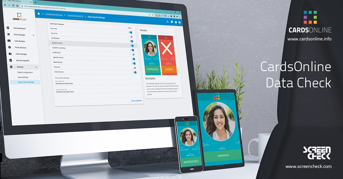 CardsOnline Data Check - Create interactive IDs, printed or digital